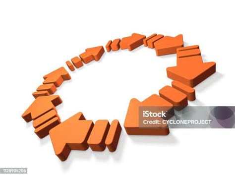 여러 개의 화살표 다음 각 반지 형태로 연결 됩니다 그것은 진행을 보여줍니다 3d 그림입니다 흰색 배경입니다 3차원 형태에 대한 스톡 사진 및 기타 이미지 Istock