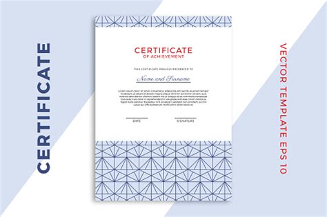 졸업 또는 과정 완료를위한 수직 비즈니스 디플로마 모형 추상적 인 기하학적 패턴으로 감사 템플릿 인증서의 현대적인 디자인 벡터