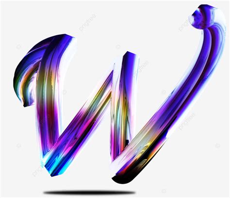 Lass Effect Letter W Chrome Colorful Character Transparent Modern
