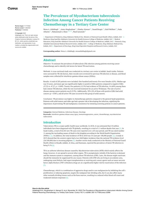 Pdf The Prevalence Of Mycobacterium Tuberculosis Infection Among