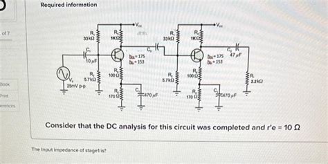 Required Information Consider That The DC Analysis Chegg