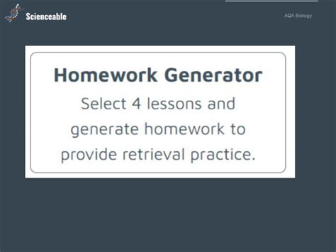 Free Gcse Aqa Biology Homework Generator Teaching Resources