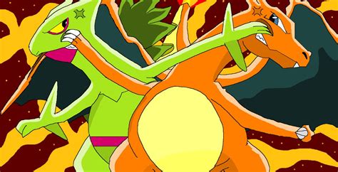Ashs Charizard Vs Ashs Sceptile Charizard Fan Art 22370865 Fanpop