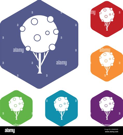 Tree With Fruits Icons Set Stock Vector Image Art Alamy
