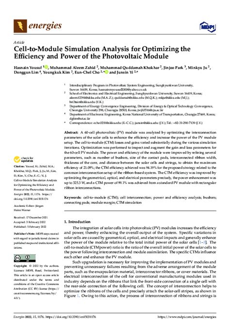 Pdf Cell To Module Simulation Analysis For Optimizing The Efficiency