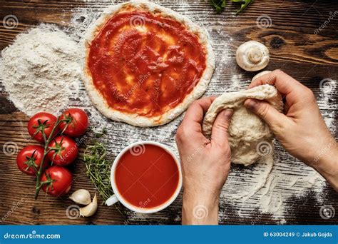 Fresh Original Italian Raw Pizza Preparation Stock Image Image Of