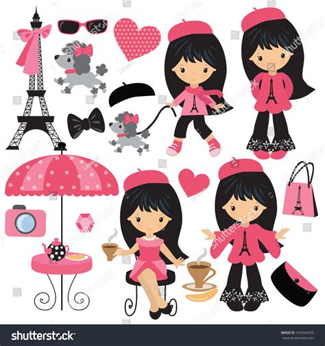 French Girl Vector Illustration Stock Vector Royalty Free 343344455