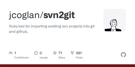 Github Jcoglan Svn Git Ruby Tool For Importing Existing Svn Projects Into Git And Github