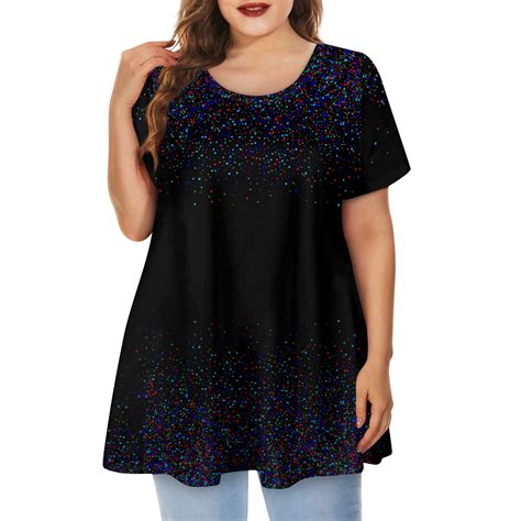 Mlqidk Plus Size Blouses For Women Summer 3x Women Tunic Crew Neck