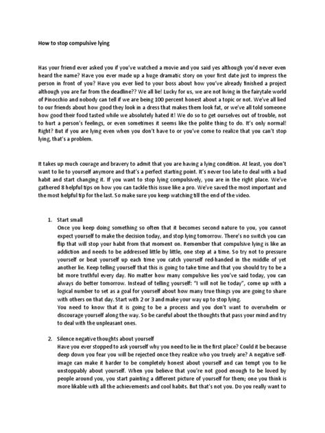 How To Stop Compulsive Lying Pdf Behavioural Sciences Cognitive