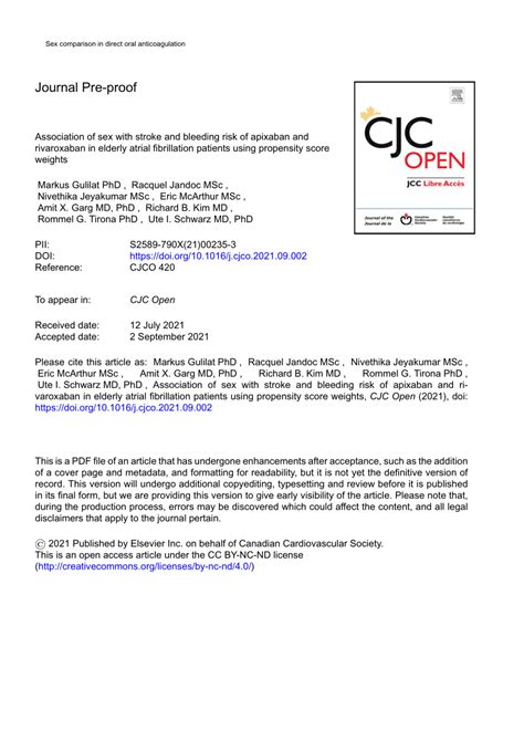 Pdf Association Of Sex With Stroke And Bleeding Risk Of Apixaban And