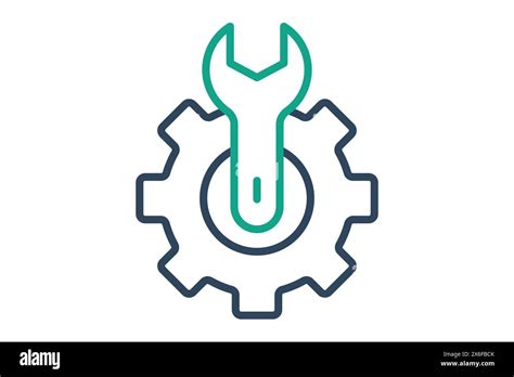Setting Icon Gear With Wrench Icon Related To Information Technology Line Icon Style