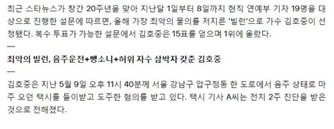 비겁하기 짝이 없어 김호중 현직 기자가 뽑은 올해 최악의 빌런