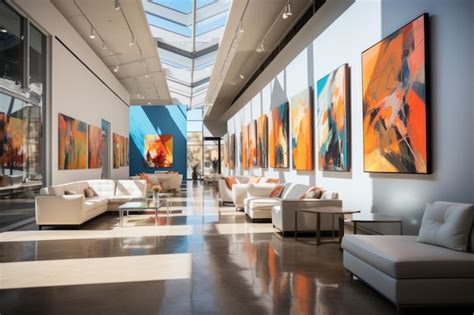 Premium Ai Image Contemporary Art Gallery Interiors Generative Ai