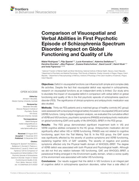 Pdf Comparison Of Visuospatial And Verbal Abilities In First