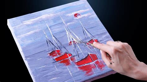 Морской пейзаж. Абстракция. Простая картина акрилом. Acrylic painting ...