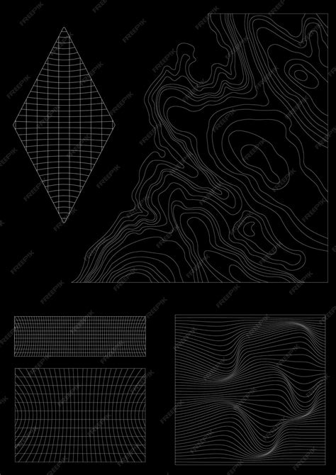 Premium Vector Wireframe Abstract Geometric Vectors Elements In Cyberpunk Style Collection 3d