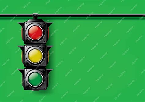 Premium Vector Realistic Traffic Lights Isolated On Green Background