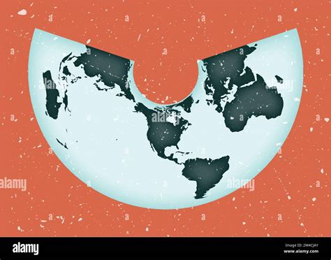 World Map Poster Albers Equal Area Conic Projection Vintage World