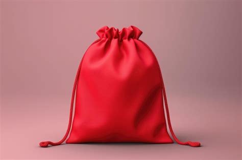 Premium Photo Red Drawstring Pouch On Pink