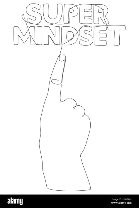 One Continuous Line Of Hand With Super Mindset Word Thin Line