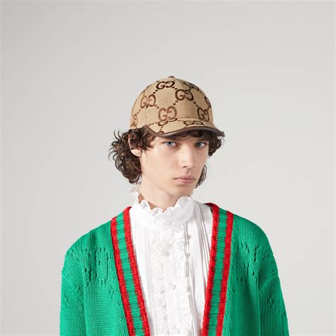 Jumbo Gg Canvas Baseball Hat In Camel And Ebony Gucci® Uk