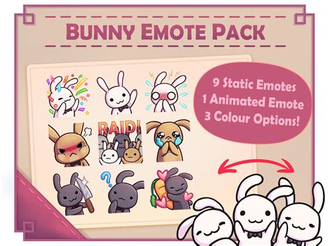 Cute Bunny Rabbit Emotes Pack For Twitch Discord 10 Emote Etsy