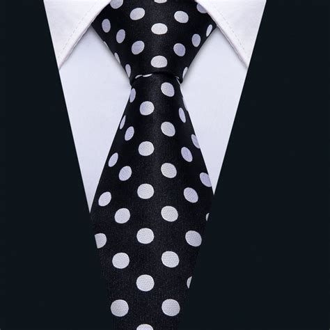Barry Wang Mens Classic Black Silver Polka Dot Tie Hanky Cufflinks Se