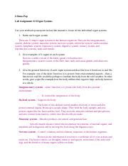 Lab Assignment Docx Liliana Pop Lab Assignment Organ Systems Use