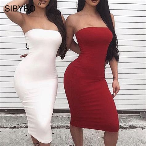 Off Shoulder Strapless Sexy Dress Sleeveless Straight Long Bodycon
