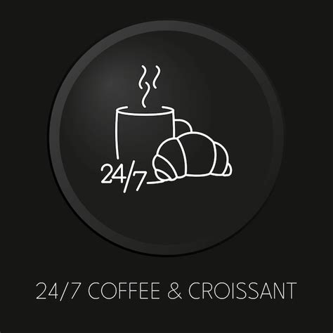 Premium Vector Coffee Croissant Minimal Vector Line Icon On D Button Isolated On