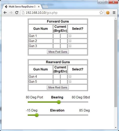 Raspberry Arduino 6 Servo Control Via Web GET Data