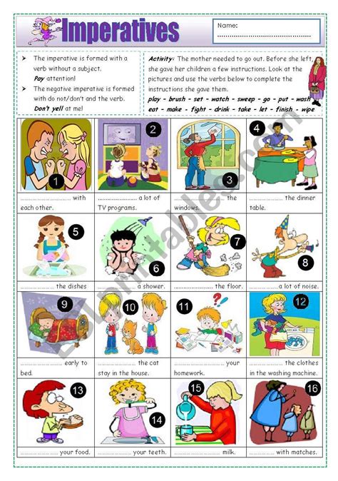 Imperatives Part 2 ESL Worksheet By Missola