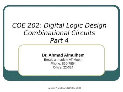 Ppt Coe 202 Digital Logic Design Combinational Circuits Part 4