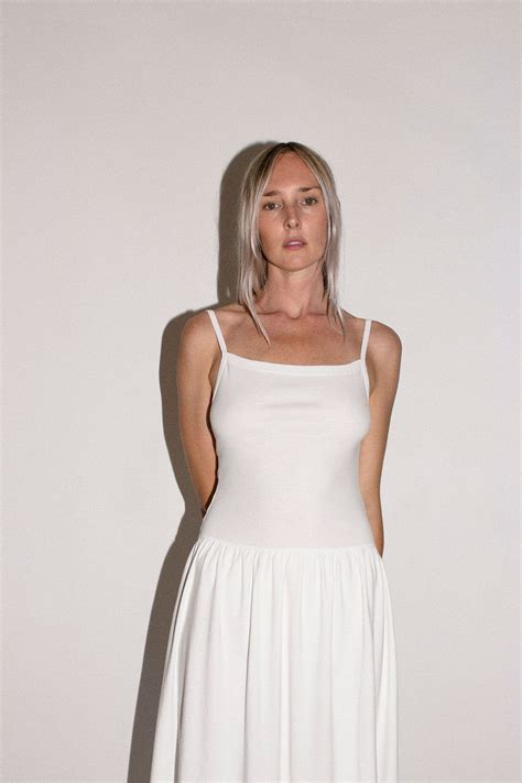 White Lapointe Drop Waist Dress Dropwaist Dress Dress Midi Tank Dress