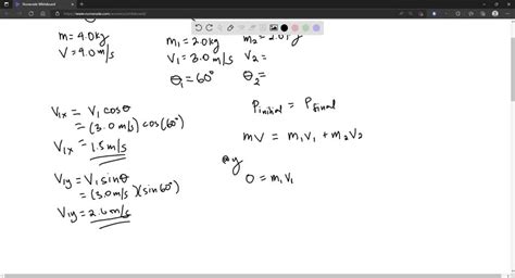 Solved A Kg Mass Has A Velocity Of M S East When It Explodes Into Two Kg Masses