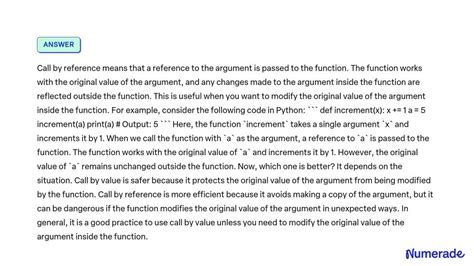 Solved What Is The Difference Between Call By Value And Call By