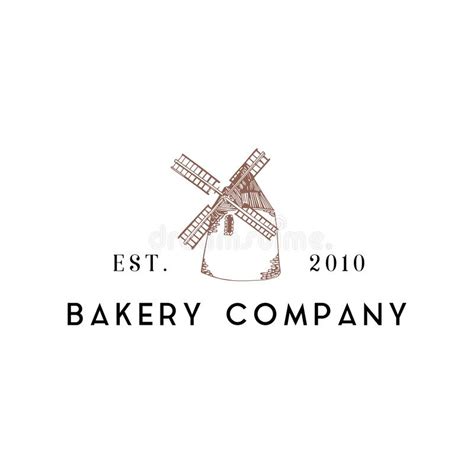 Bakeshop Logo With Windmill Illustration In Vector Stock Illustration