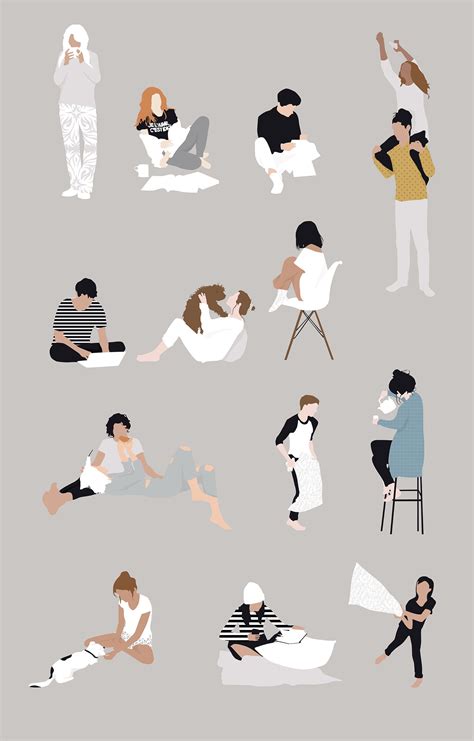 Flat Vector Interior People Illustration Архитектурные эскизы