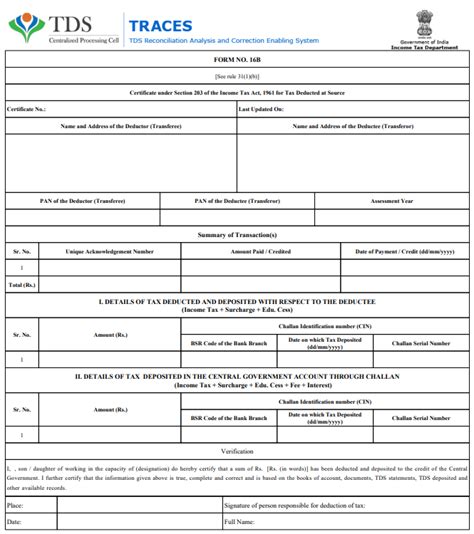 Form 16b Tds Certificate For Sale Of Property