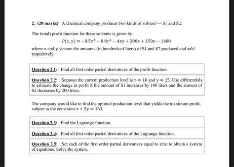 Solved Marks A Chemical Company Produces Two Kinds Chegg