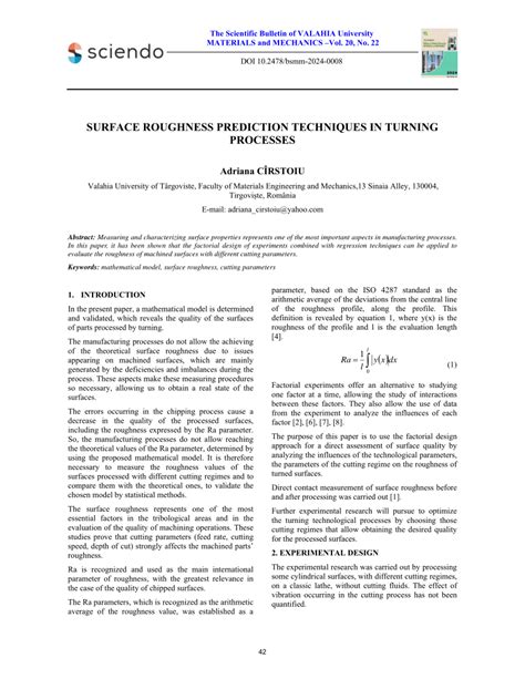 Pdf Surface Roughness Prediction Techniques In Turning Processes