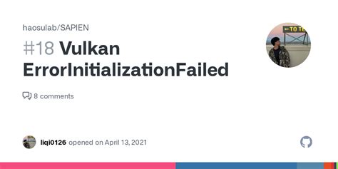 Vulkan Errorinitializationfailed · Issue 18 · Haosulabsapien · Github