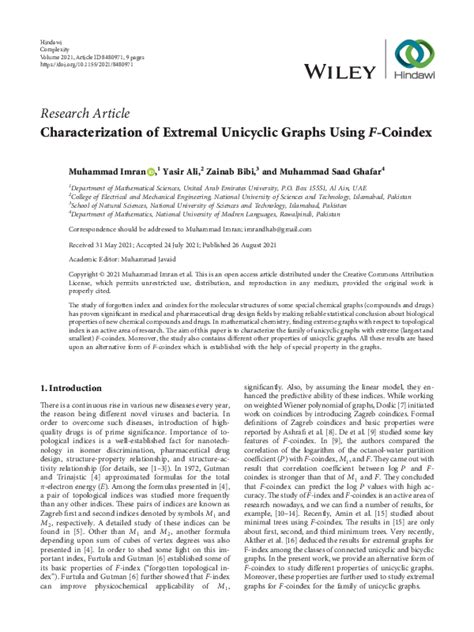 Pdf Characterization Of Extremal Unicyclic Graphs Using F Coindex