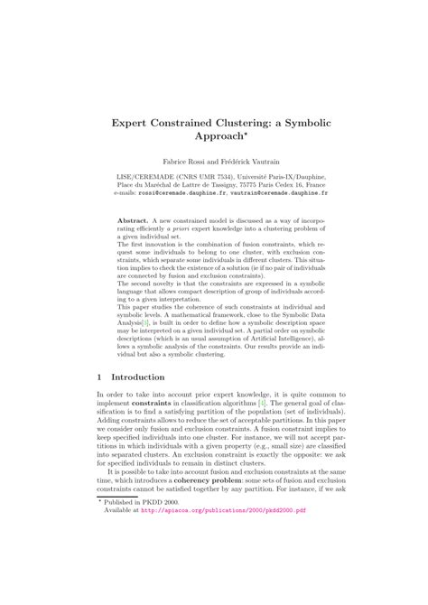 Pdf Expert Constrained Clustering A Symbolic Approach