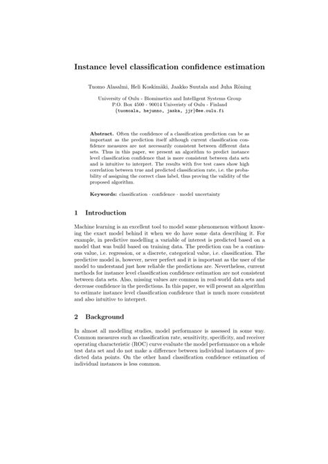 Pdf Instance Level Classification Confidence Estimation