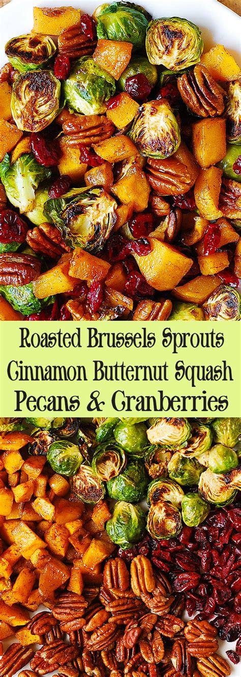 Roasted Brussels Sprouts Cinnamon Butternut Squash Pecans And Cranberries