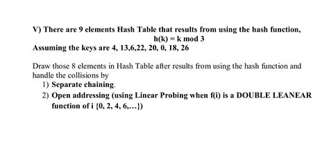 Solved V There Are 9 Elements Hash Table That Results From