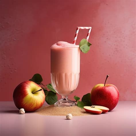 Premium Ai Image Fresh Smoothie Apple Lassi With Apple Fruit In