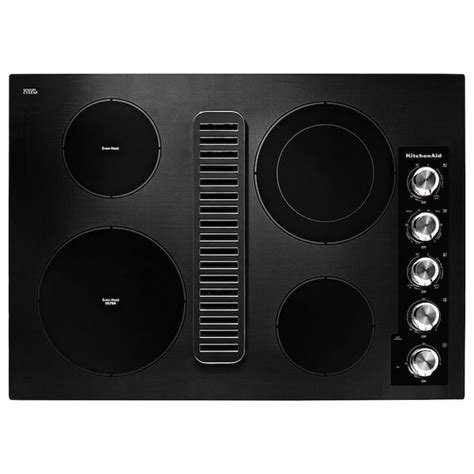 KitchenAid 30 In Electric Downdraft Cooktop In Black With 4 Burner